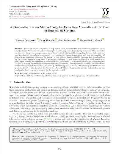 A Stochastic-Process Methodology for Detecting Anomalies at Runtime in Embedded Systems
