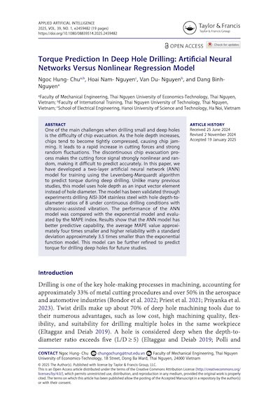 Torque Prediction In Deep Hole Drilling: Artificial Neural Networks ...